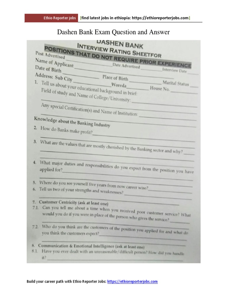 Dashen Bank Exam Question and Answer | PDF | Earthquakes