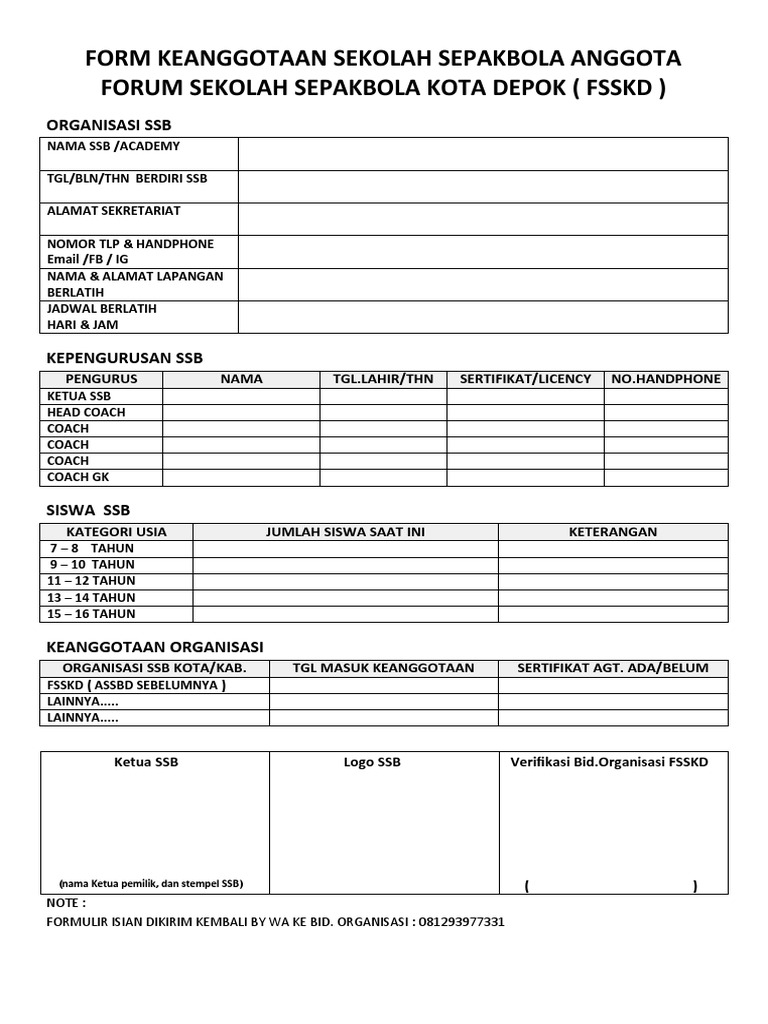 Formulir Keanggotaan Pdf