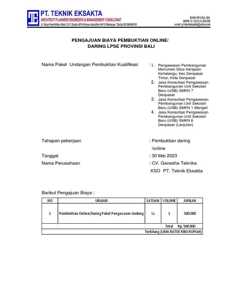 Surat Keterangan Pembuktian Teknik Eksata Okok | PDF