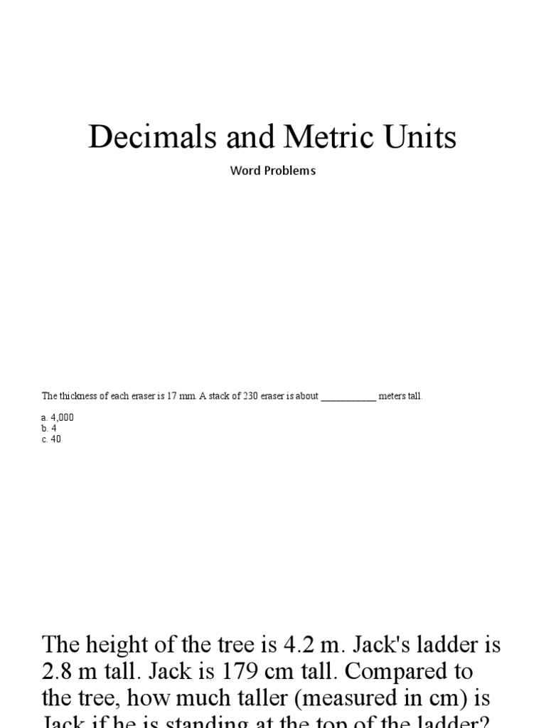 Decimals and Metric Units | PDF