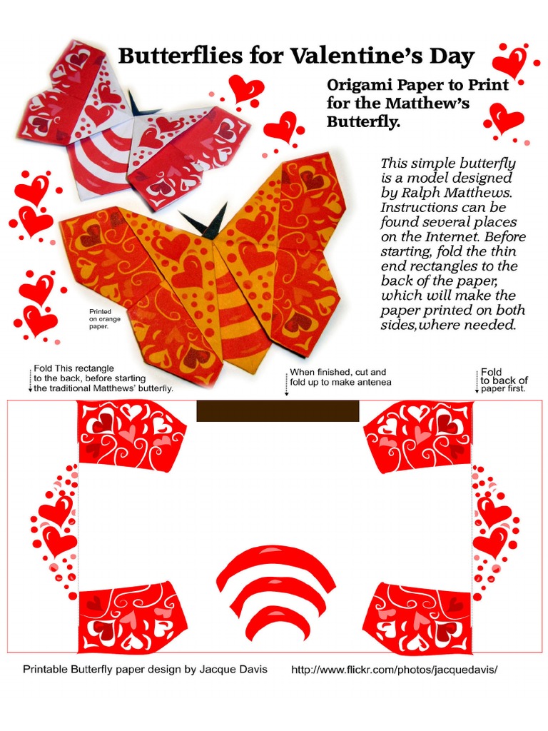 Butterflies For Valentines Day Template Paper Craft | PDF