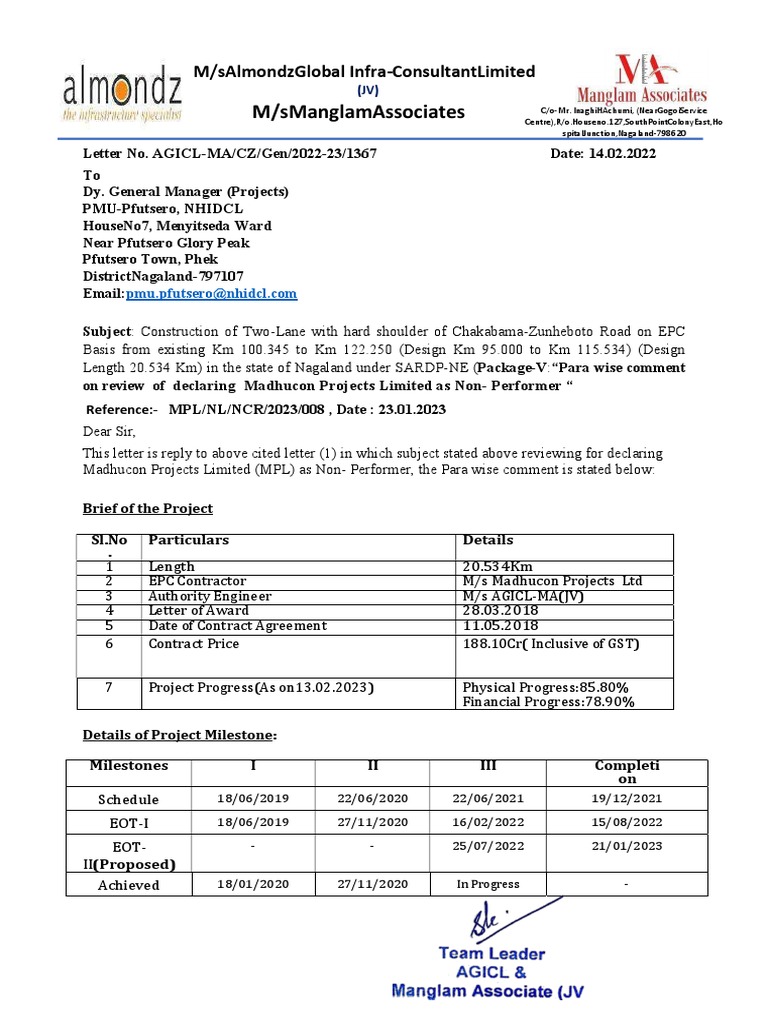 Letter No 008 Reply by Authority Engineer | PDF | Road | Common Law