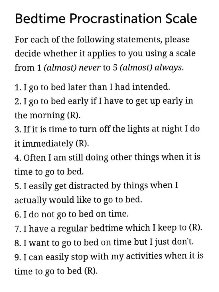Bedtime Procrastination Scale | PDF