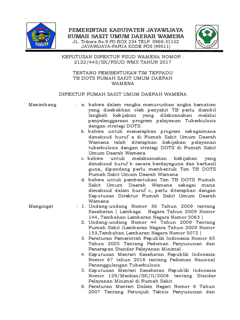 Tim Terpadu TB DOTS RSUD Wamena | PDF