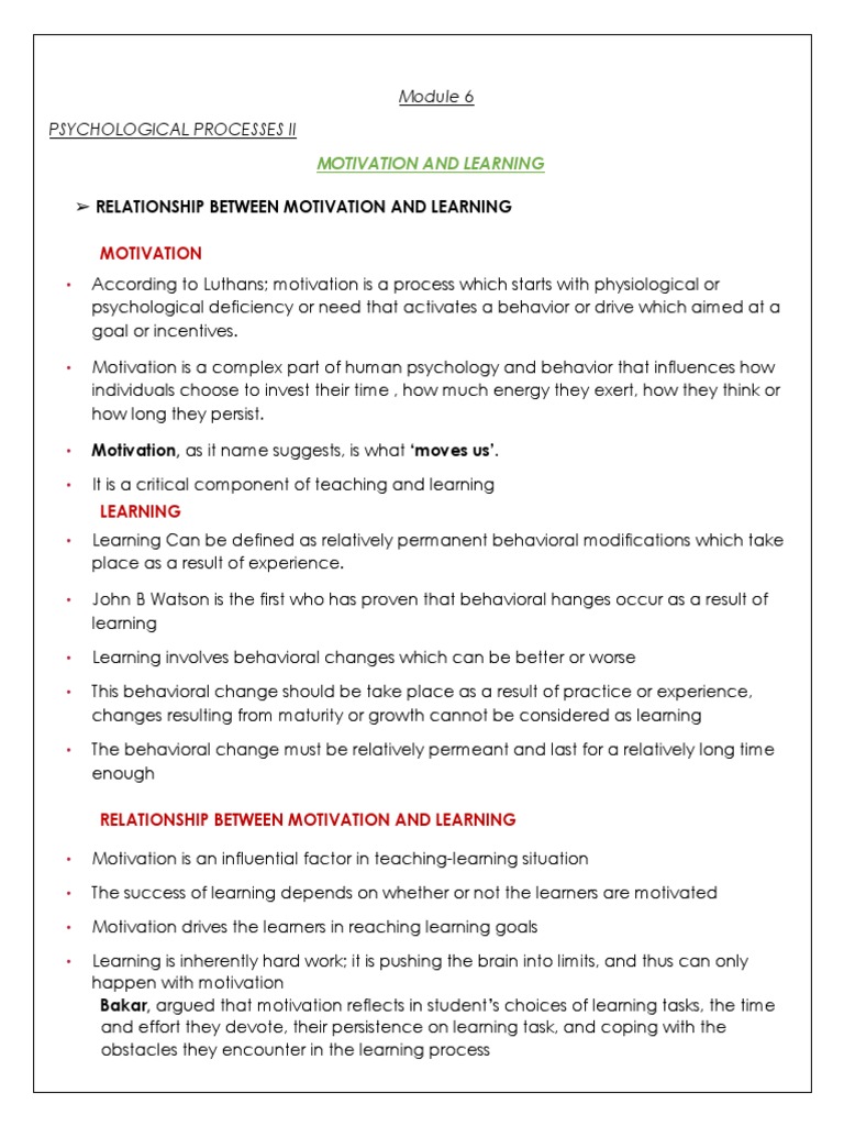 Module 6 - Motivation and Learning | PDF | Classical Conditioning | Reinforcement