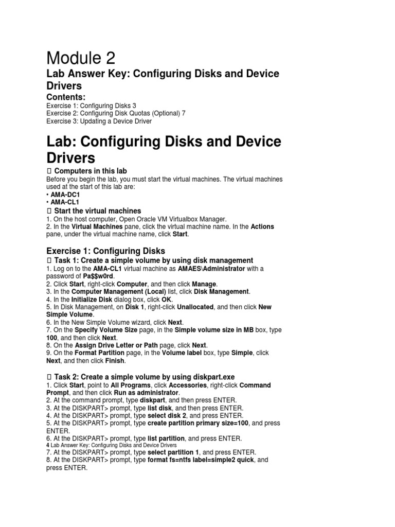 Disk & Driver Configuration Lab Key | PDF | Computer File | Device Driver