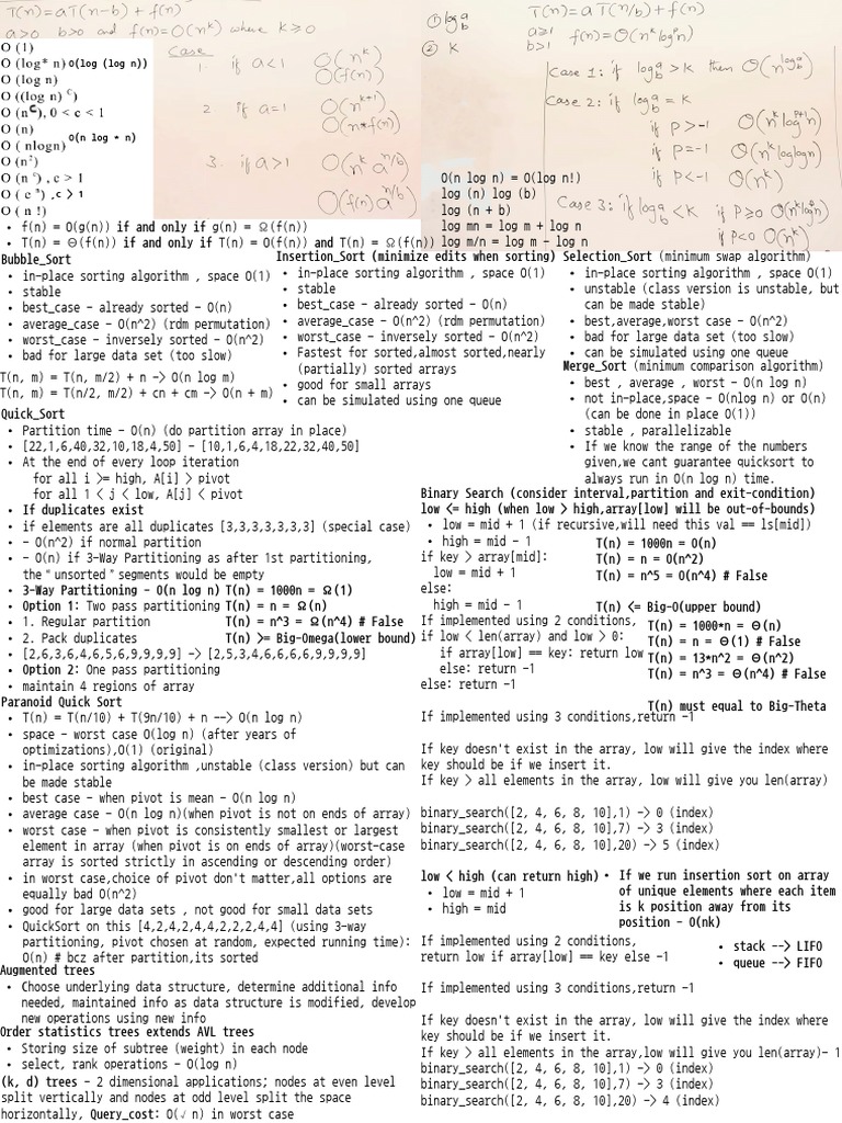 Mid Term Cheet Sheet 2023 July | PDF | Computing | Algorithms And Data Structures
