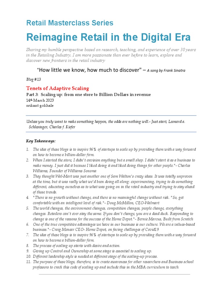 Tenets Of Adaptive Scaling Srikant Pdf Walmart Retail 