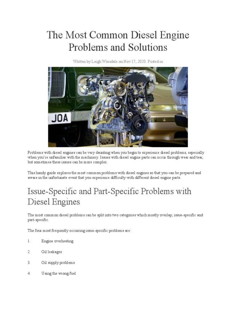 Common Problems For Diesel Engines | PDF | Piston | Engines