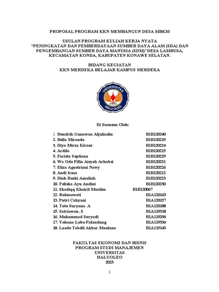Proposal Kelompok KKN MBKM Desa Lambusa | PDF