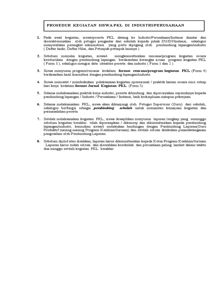 Format Laporan PKL 2023 | PDF