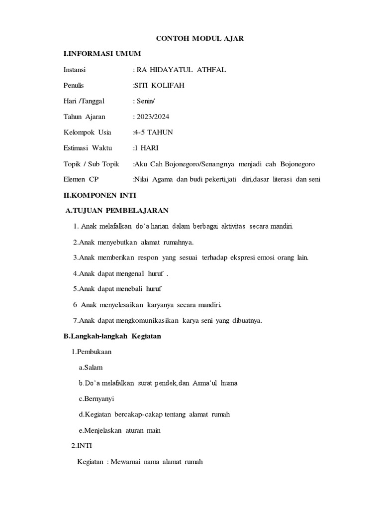 13.contoh Modul Ajar | PDF