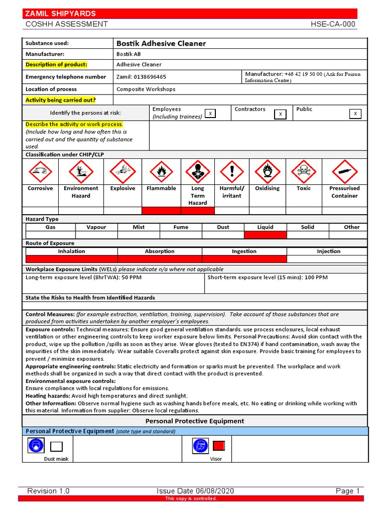 HSE-CA - Bostik Adhesive Cleaner | PDF | Personal Protective Equipment ...
