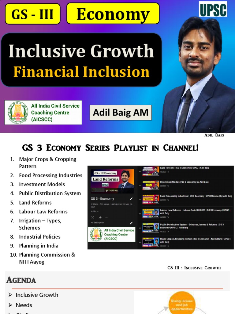 Inclusive Growth GS 3 Economy - Adil Baig | PDF | Financial Inclusion ...