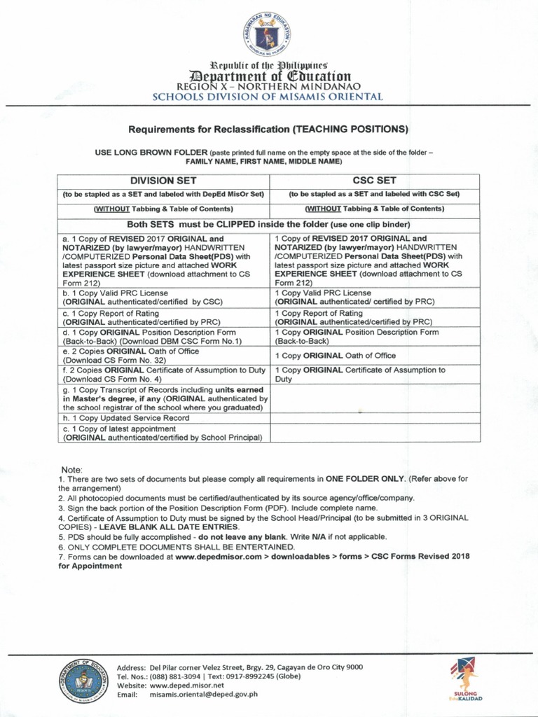 Requirements For Reclassification Teaching Positions | PDF