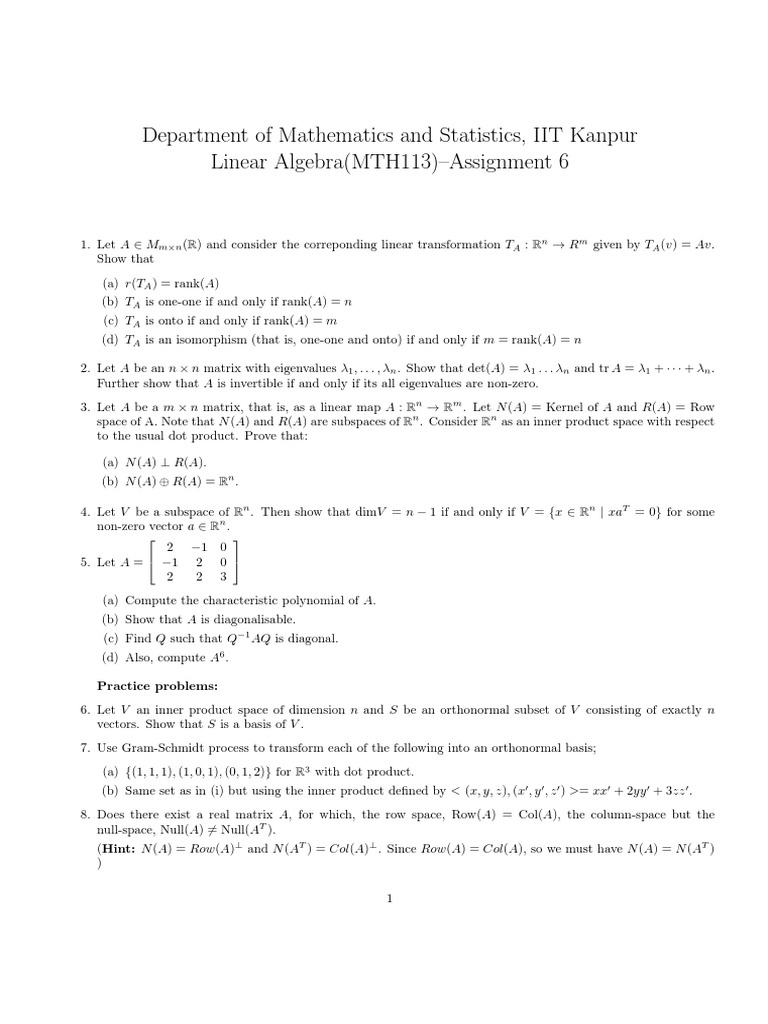 Assignment 6 MTH113 | Download Free PDF | Abstract Algebra | Functions And Mappings