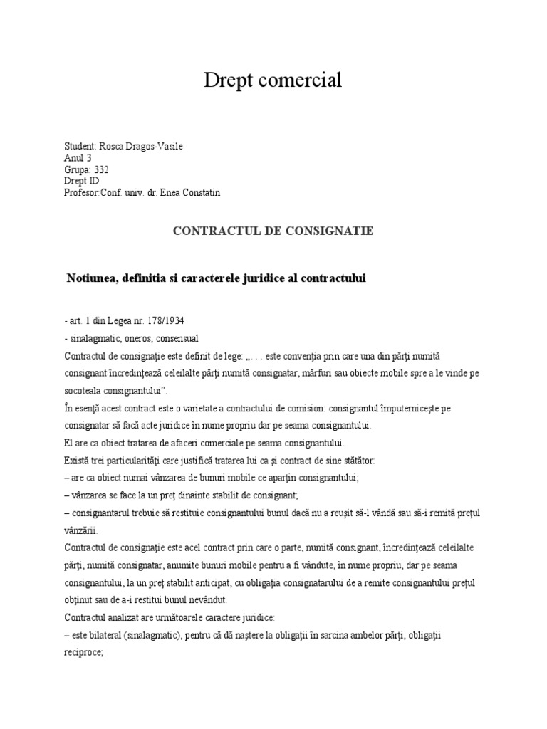 Drept Comercial Rosca Dragos | PDF