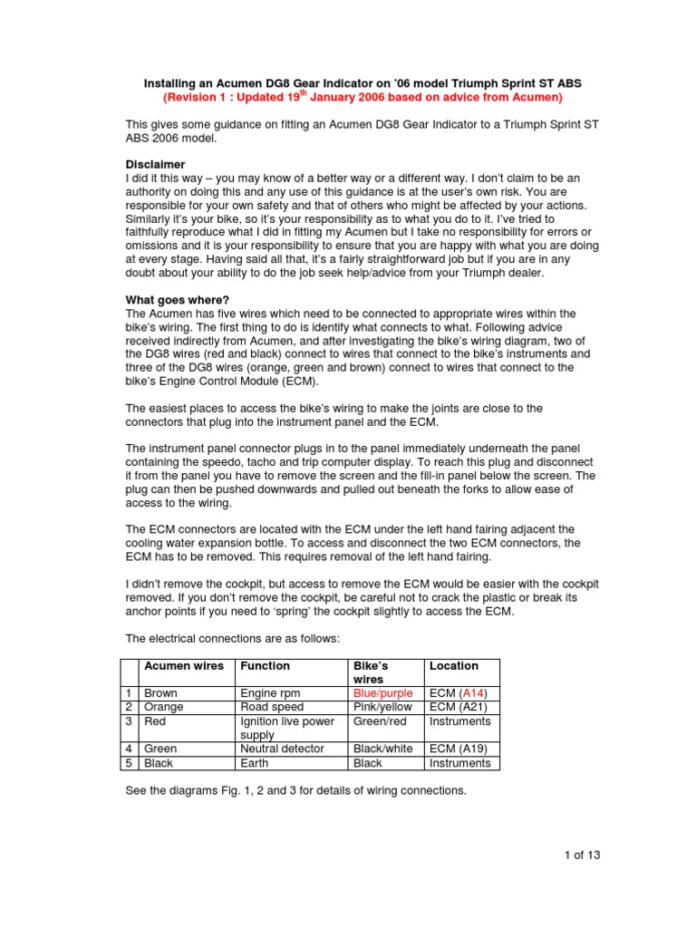 Acumen Install Guide Rev 1 | PDF | Electrical Connector | Electrical Wiring