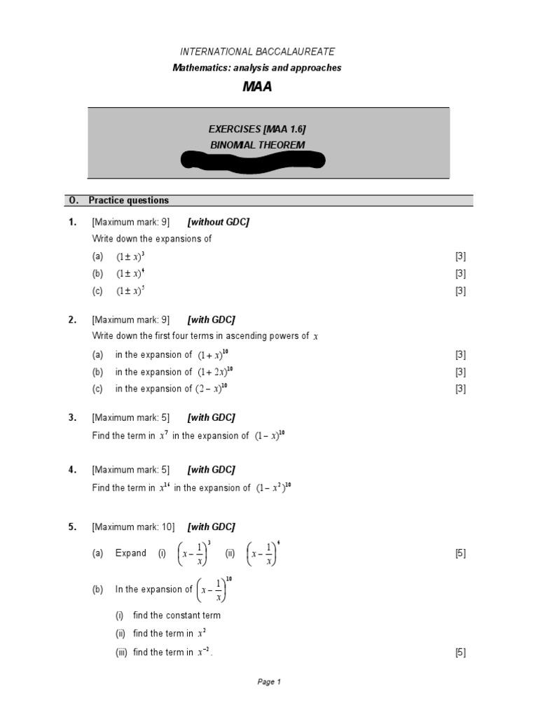 (MAA 1.6) BINOMIAL THEOREM - Eco | PDF | Abstract Algebra | Computational Science