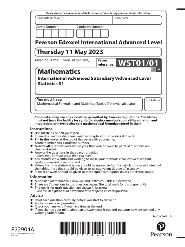 wst01 01 Que 20230511 | PDF | Mathematics | Linear Regression
