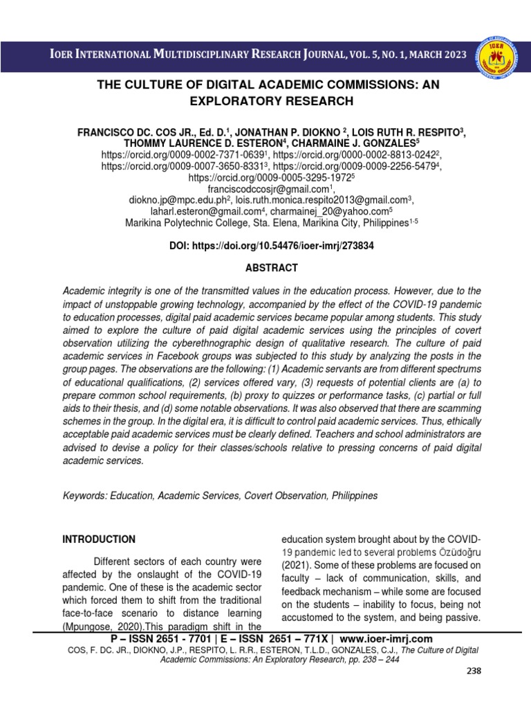 The Culture of Digital Academic Commissions An Exploratory Research | PDF | Thesis | Academic Degree