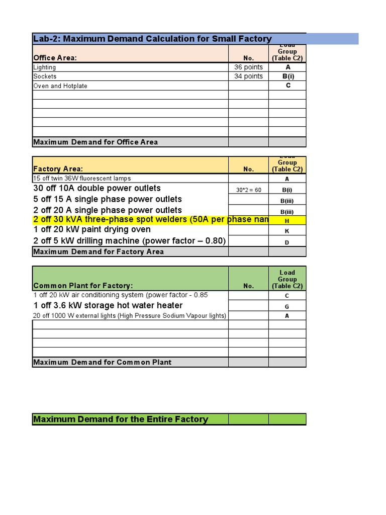 Lab-2 Calculation Sheet | PDF