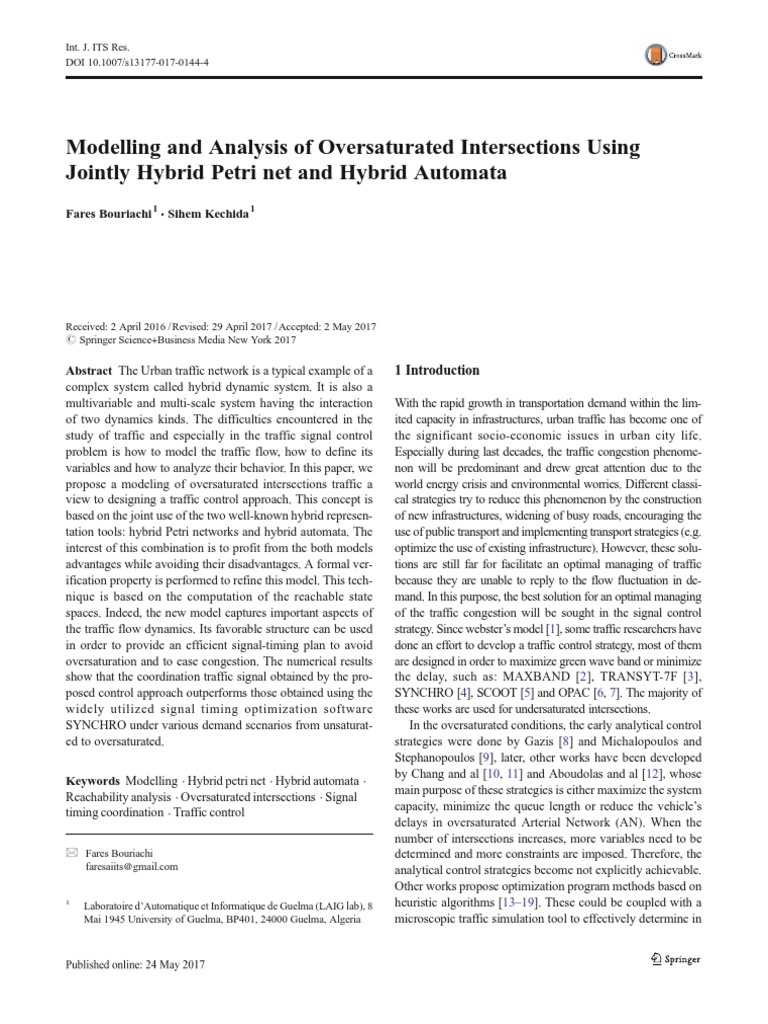 Modelling and Analysis of Oversaturated Intersections Using Jointly Hybrid Petri Net and Hybrid ...