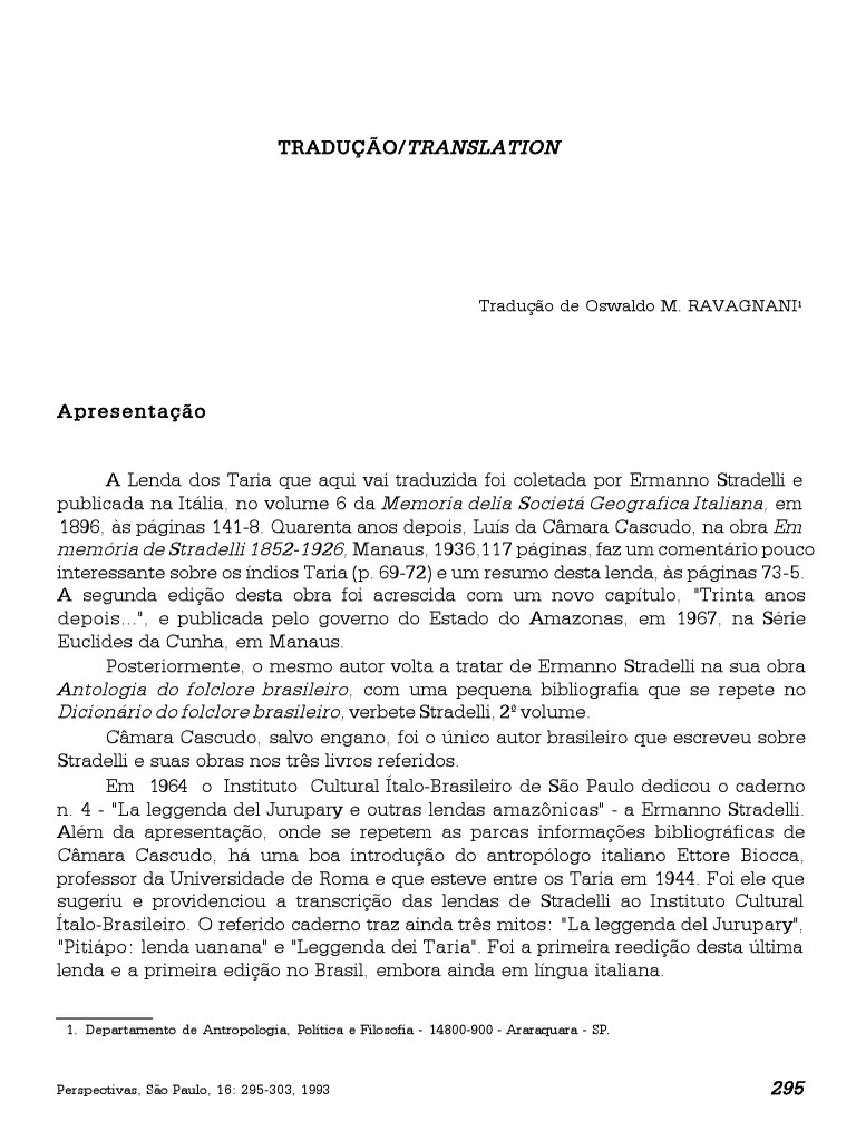 Lenda dos Taria: Tradução e Análise | PDF