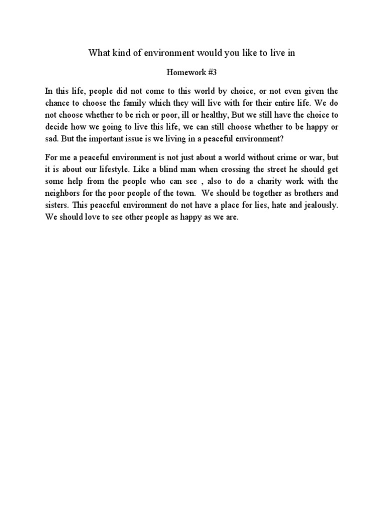 What Kind of Environment Would You Like To Live in | PDF | Social ...