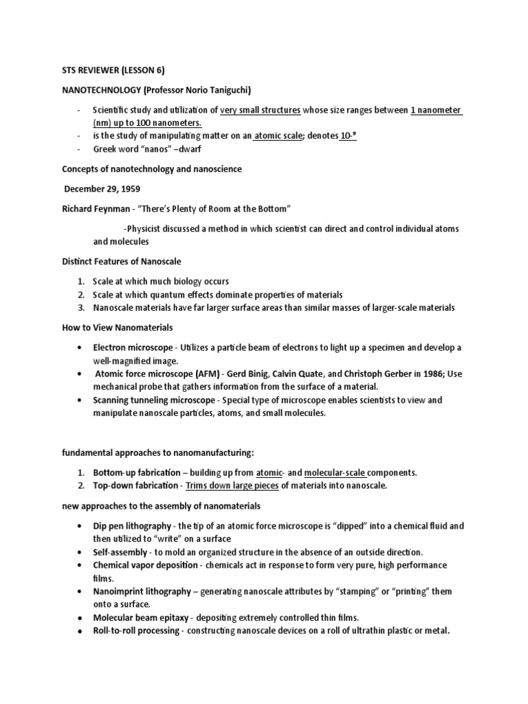 STS Reviewer (Lesson 6) | PDF | Nanotechnology | Technological Change