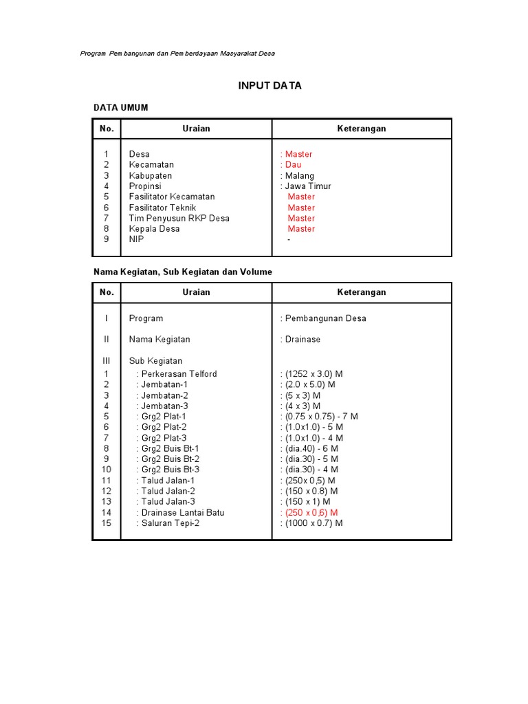 Contoh RAB-DRAINASE LANTAI BATU-Peningkatan-Padat Karya SNI 2008-OKE | PDF