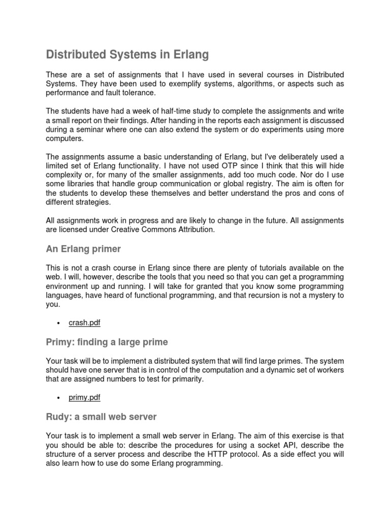 Distributed Systems in Erlang | PDF | Networking | Internet & Web