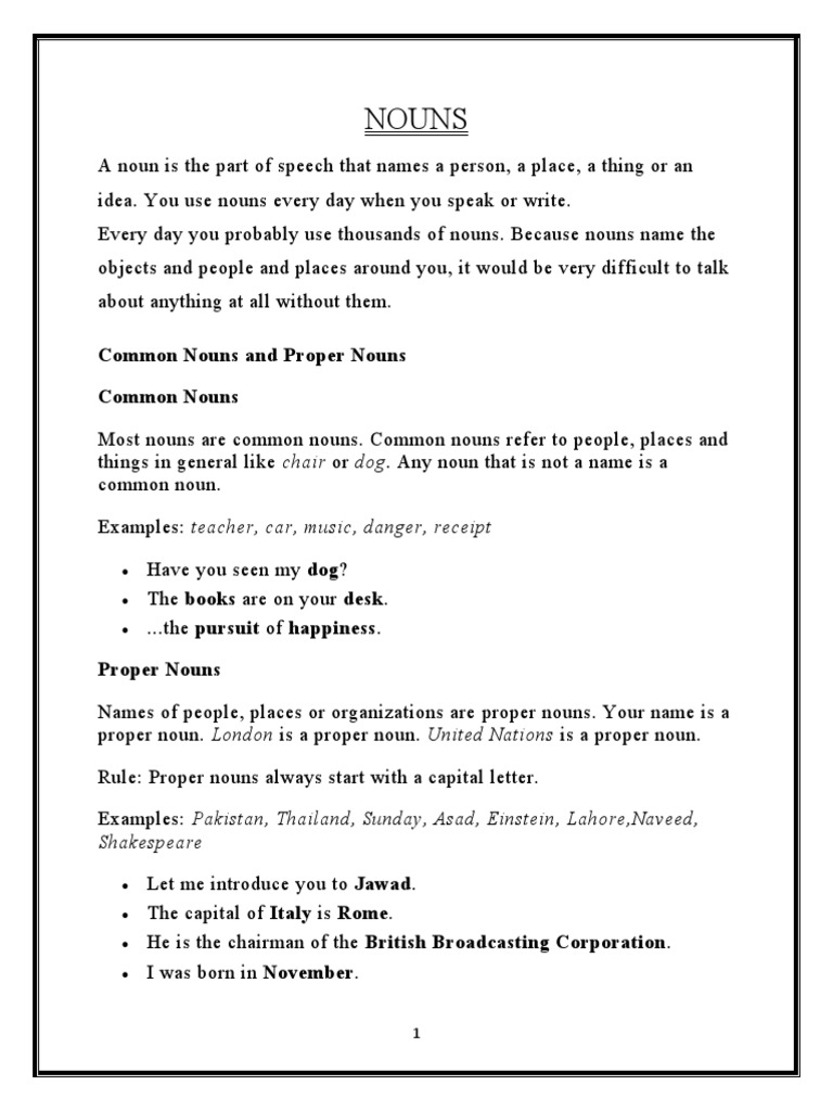 NOUNS, Parts of Sentence | PDF | Noun | Grammatical Number