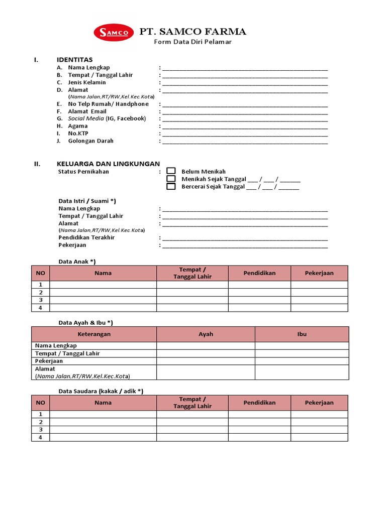 Form Aplikasi Calon Karyawan | PDF