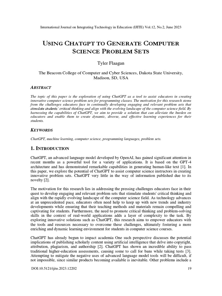 Using Chatgpt To Generate Computer Science Problem Sets Pdf Artificial Intelligence 1338
