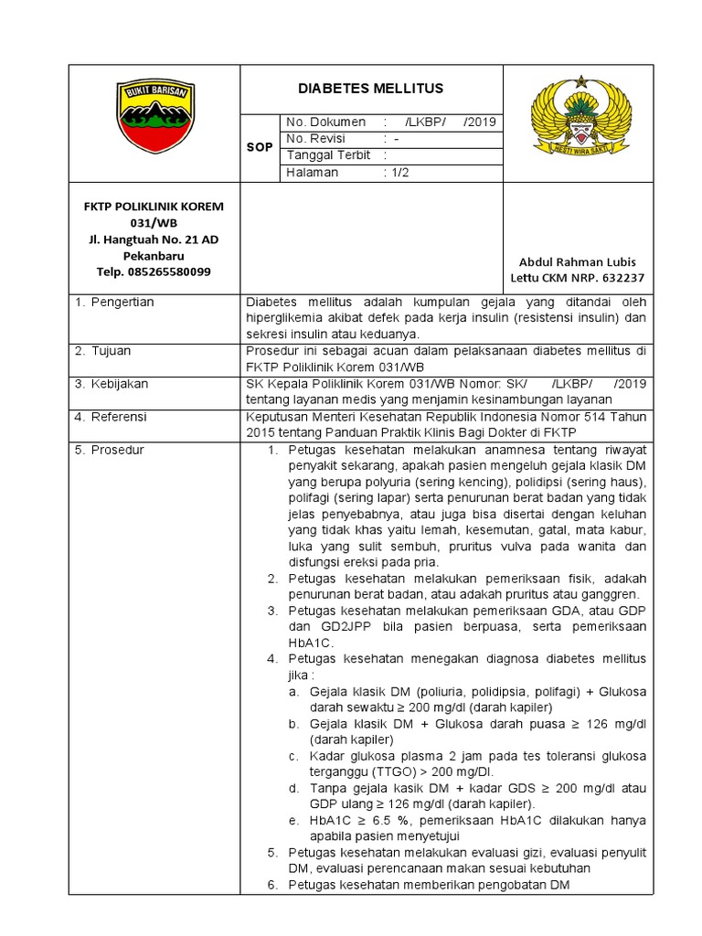 Sop DM | PDF | Kesehatan Holistik