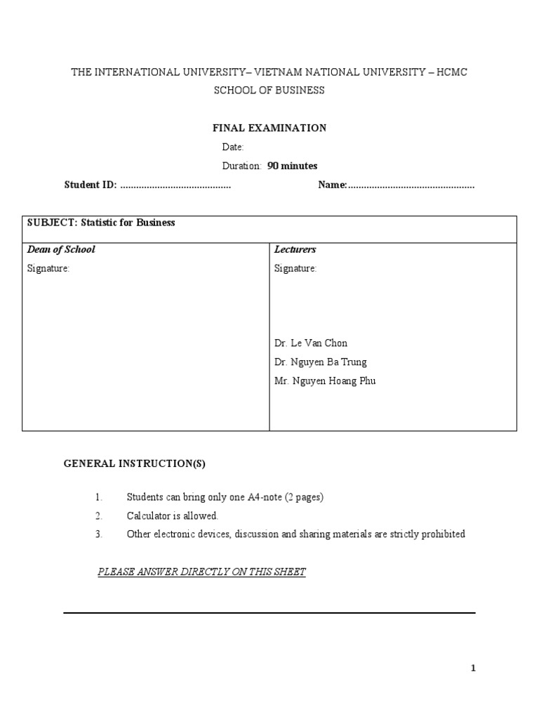 Business Statistics Final Exam Guide | PDF | Confidence Interval ...