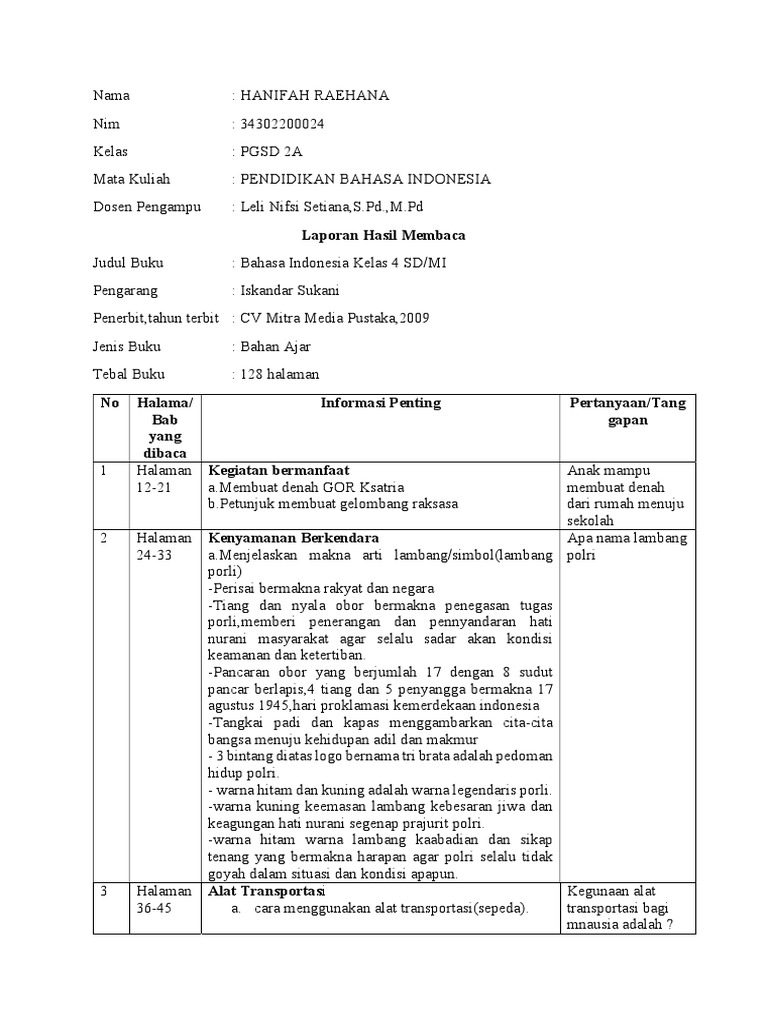 Bindo Laporan Membaca | PDF