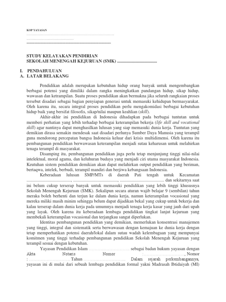 Contoh Proposal Pendirian SMA | PDF