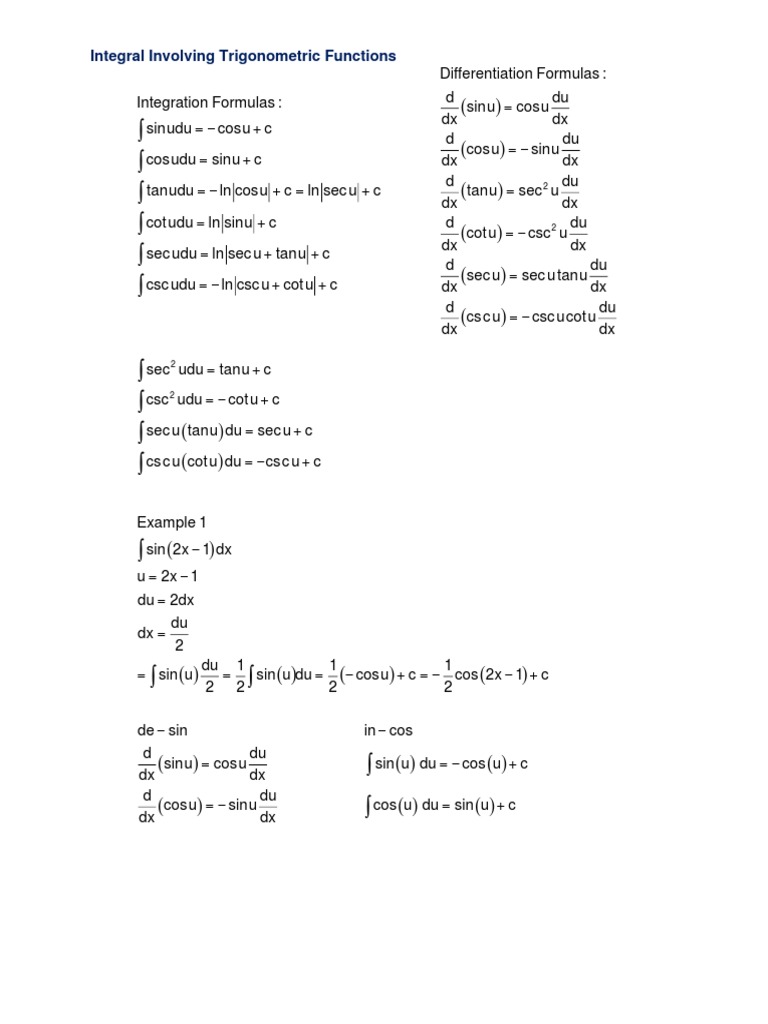 Integral Involving Trigonometric Functions | PDF | Trigonometric Functions | Euclid