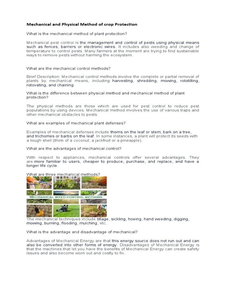 Mechanical and Physical Method of Crop Protection | PDF