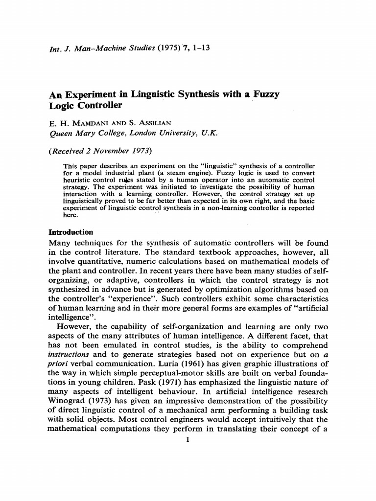 An Experiment in Linguistic Synthesis Winter | PDF | Fuzzy Logic ...