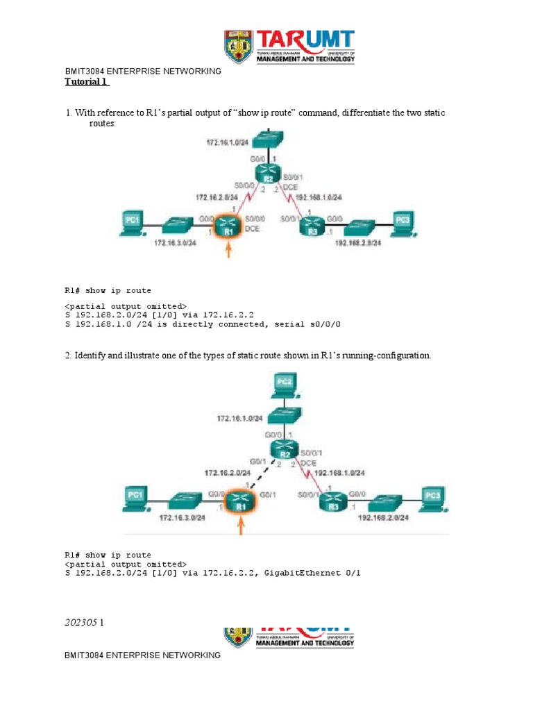 T1 IP Static Routing, Troubleshoot Static and Default Routes | PDF | Ip ...