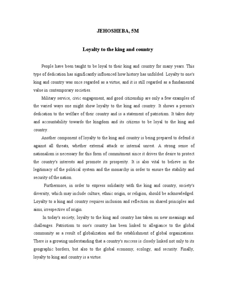 Loyalty To The King and Country | PDF