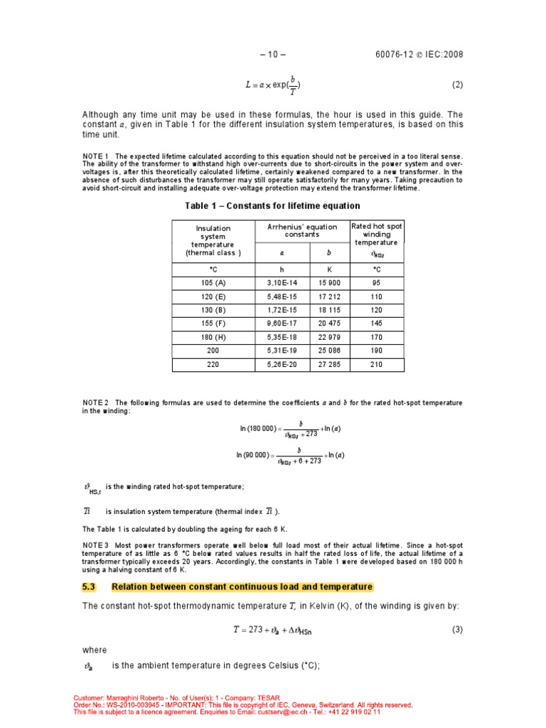 IEC 60076-12 Par. 5.3 - Relation Between Constant Continuous Load and Temperature | Download ...