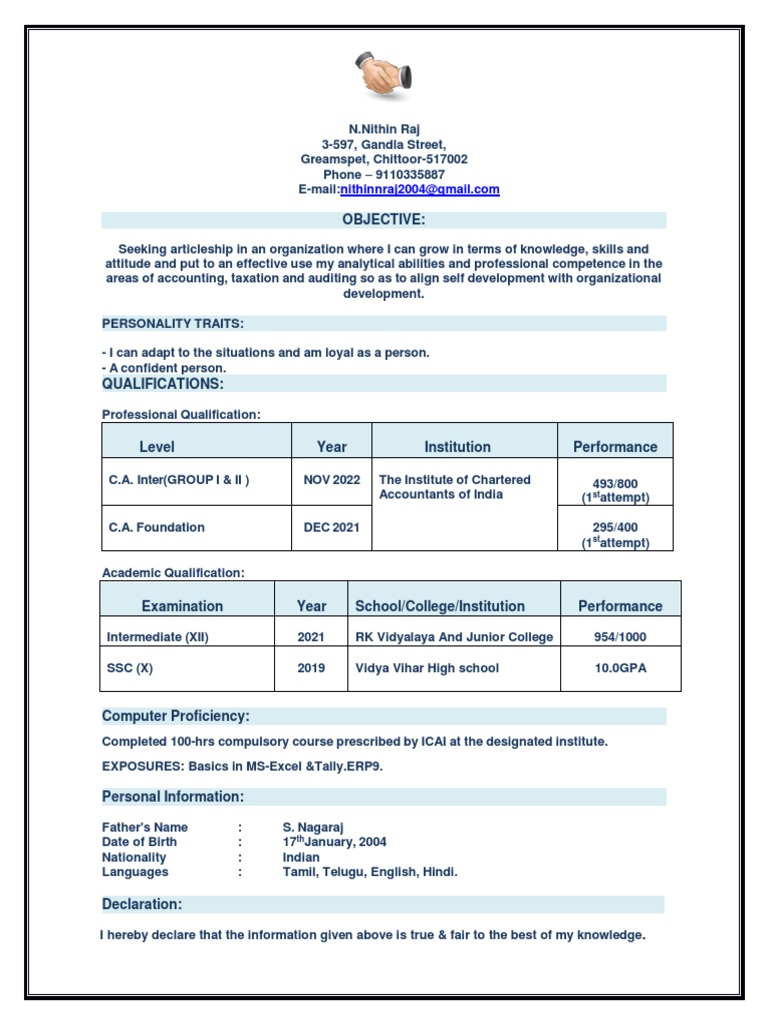 Nithin Raj Resume | PDF