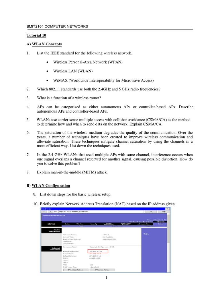 BMIT2164 T10 WLAN Concepts and WLAN Configuration | PDF | Wireless Lan | Computer Network