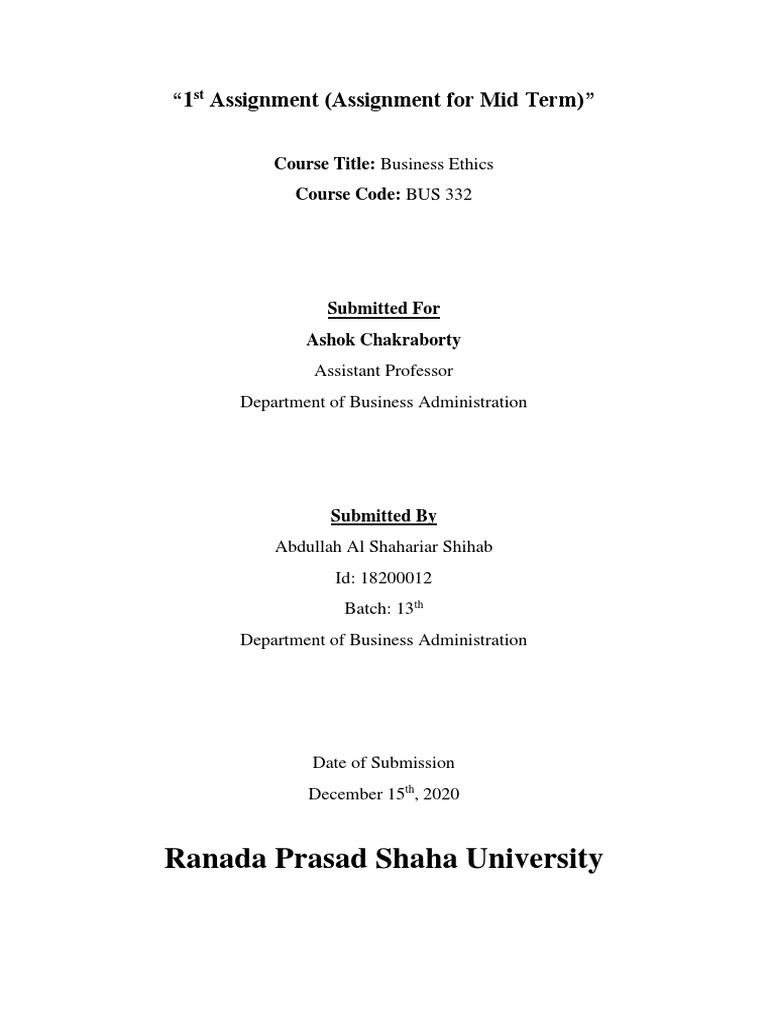 Assignment 1 Abdullah Al Shahariar 18200012 Pdf Law Of Agency Market Economics