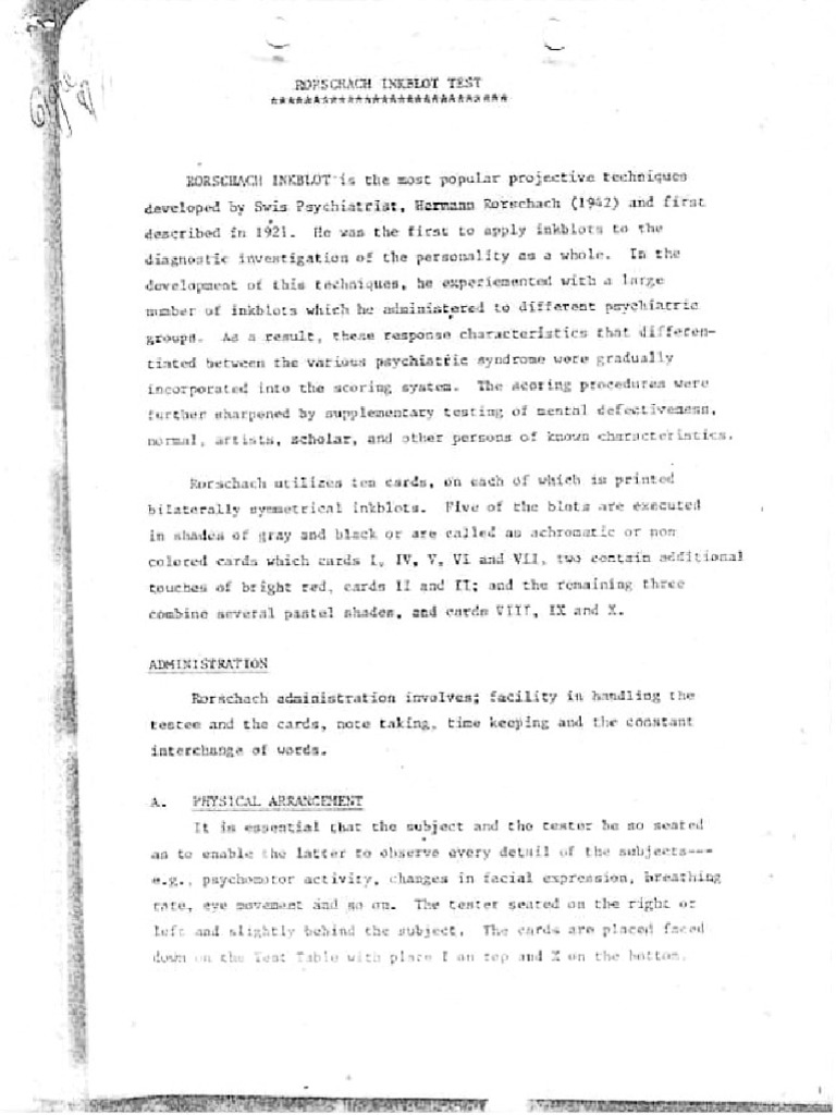 Rorschach Interpretation | PDF