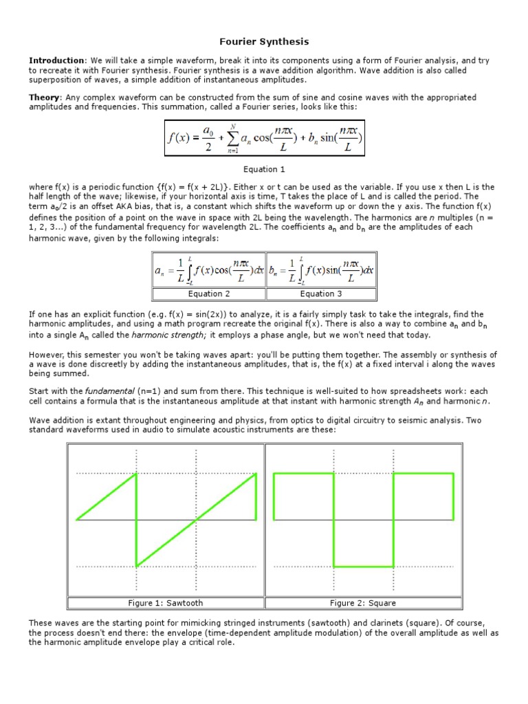 Fourier Synthesis Pdf Fourier Transform Fourier Analysis